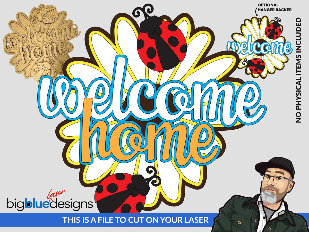 Flower and Ladybug Sign – Big Blue Laser Designs