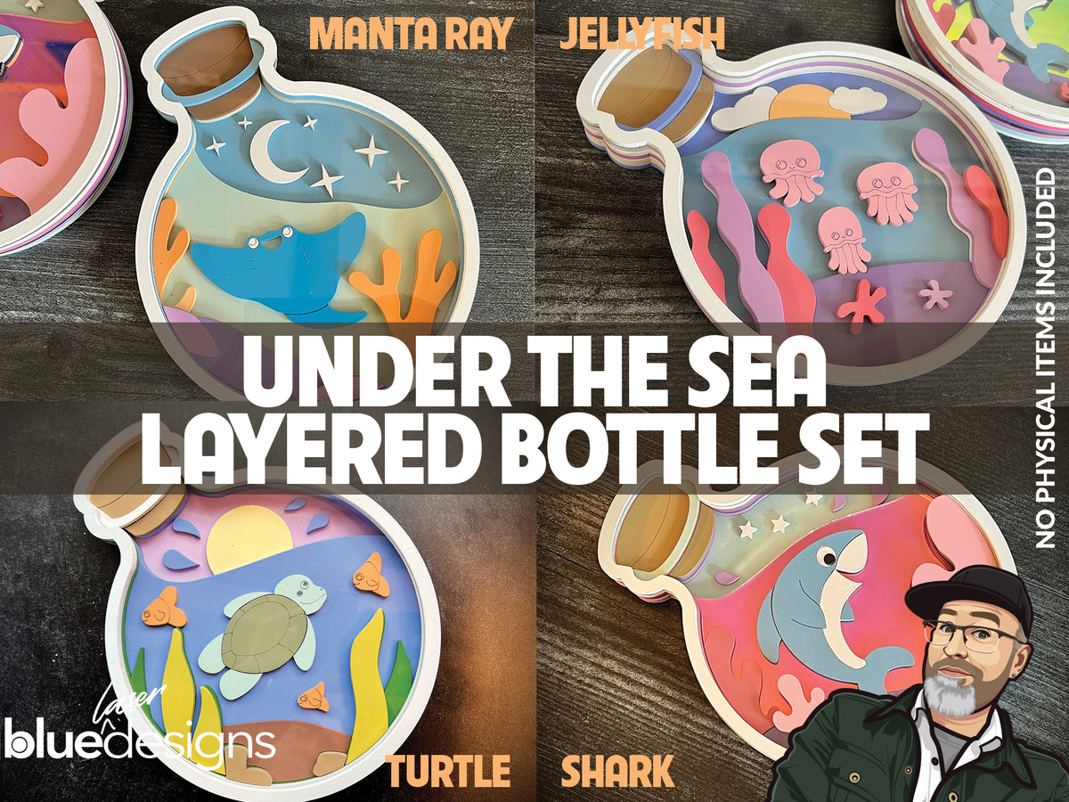 Under the Sea Layered Bottle Set (4 Designs) – Big Blue Laser Designs