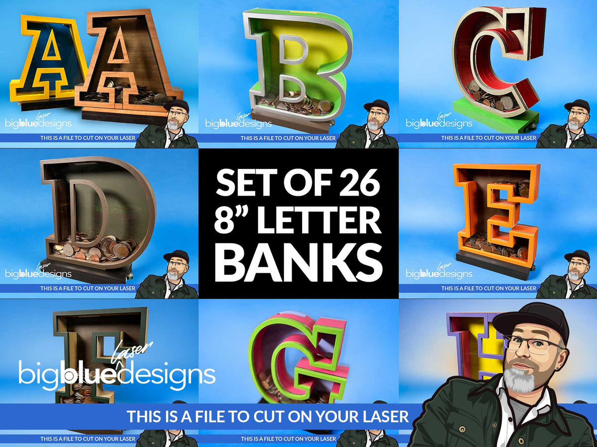 8 Inch Letter Bank Set with Sliding Door Base (All 26 Letters) – Big ...