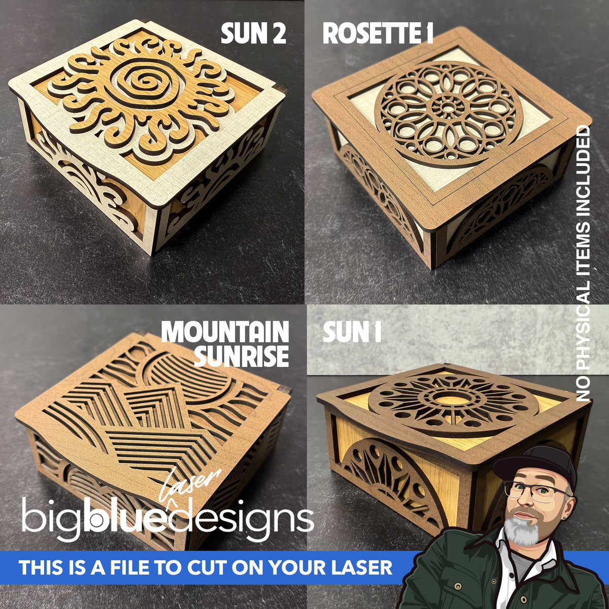 Set of Decorative Boxes with Stand – Big Blue Laser Designs