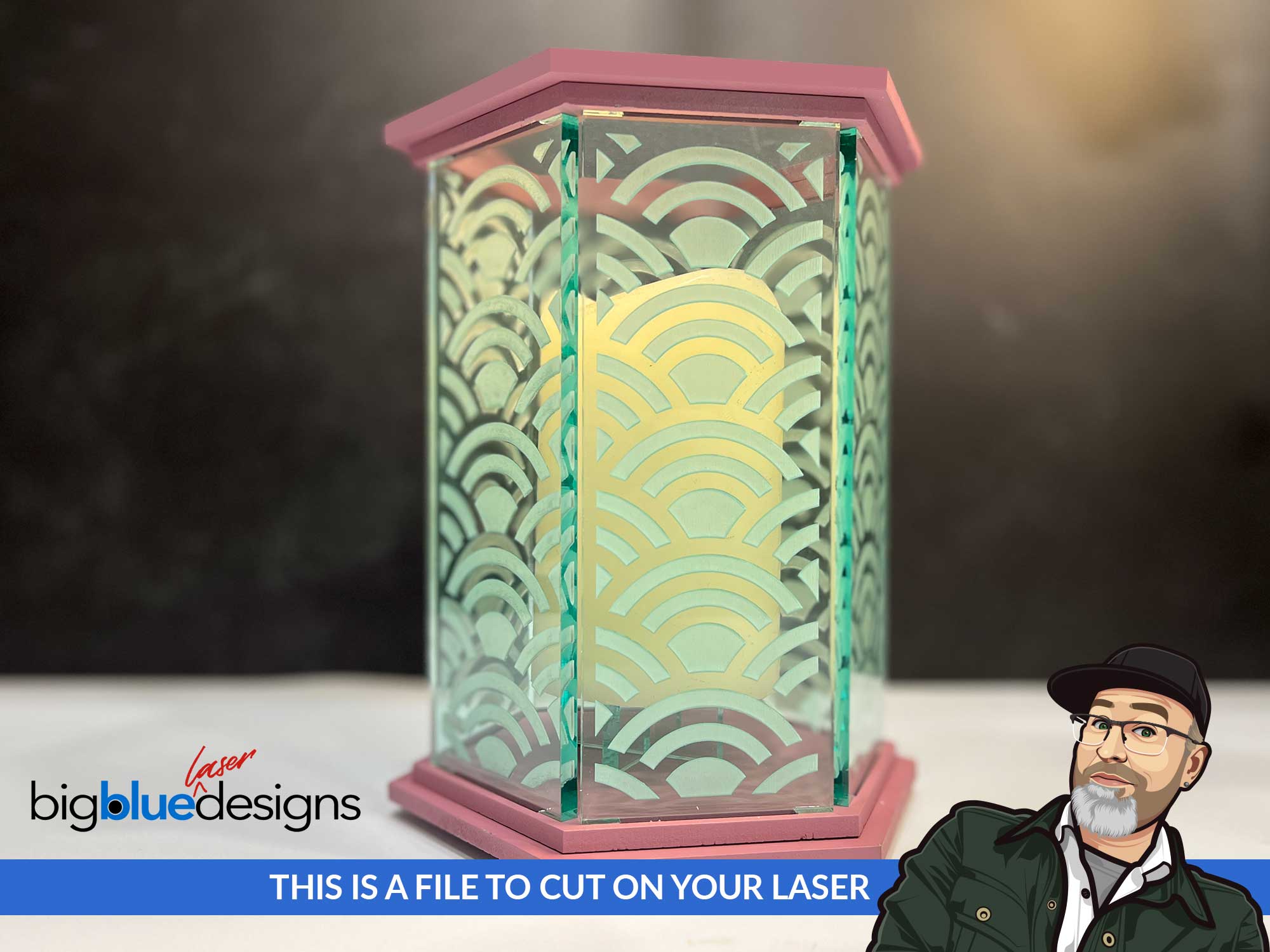 8 Inch Tall Hexagon Lantern – Big Blue Laser Designs