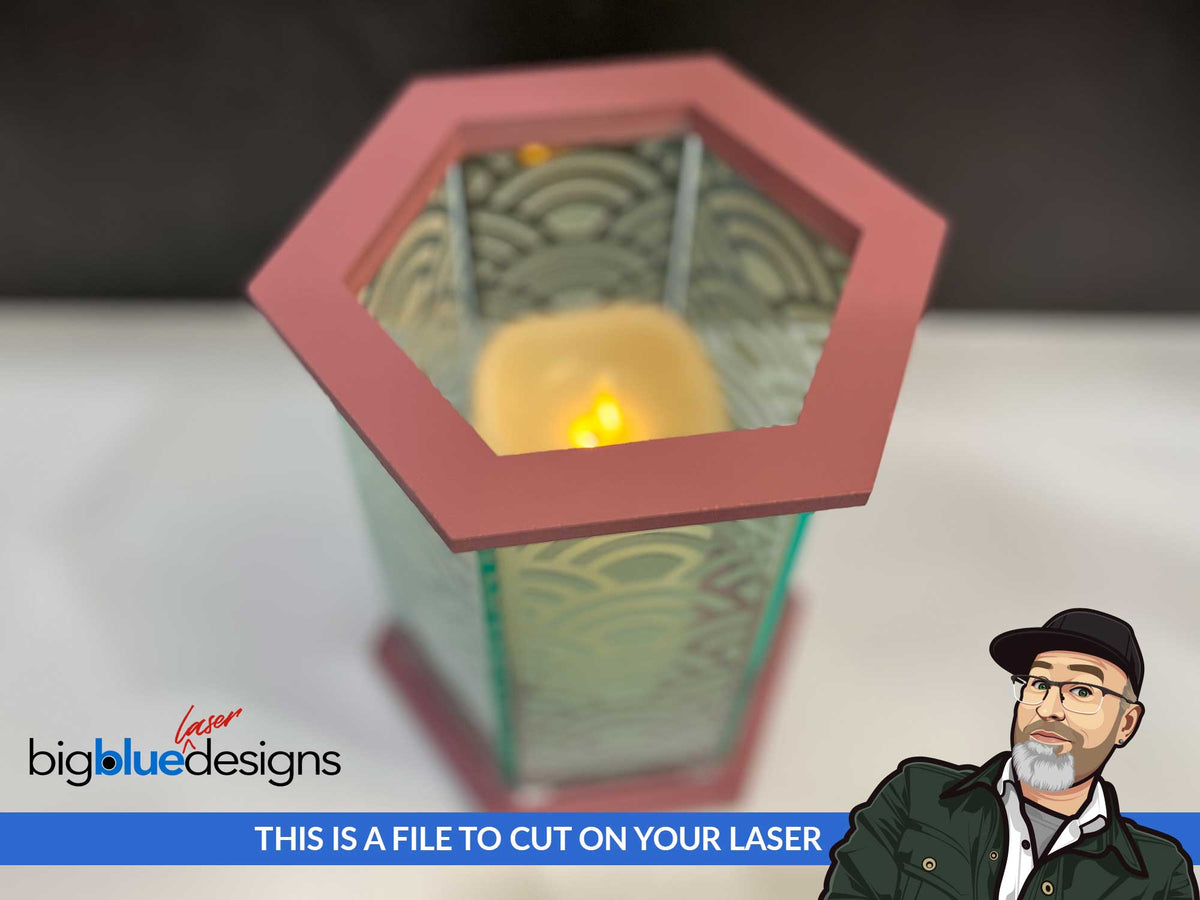 8 Inch Tall Hexagon Lantern – Big Blue Laser Designs
