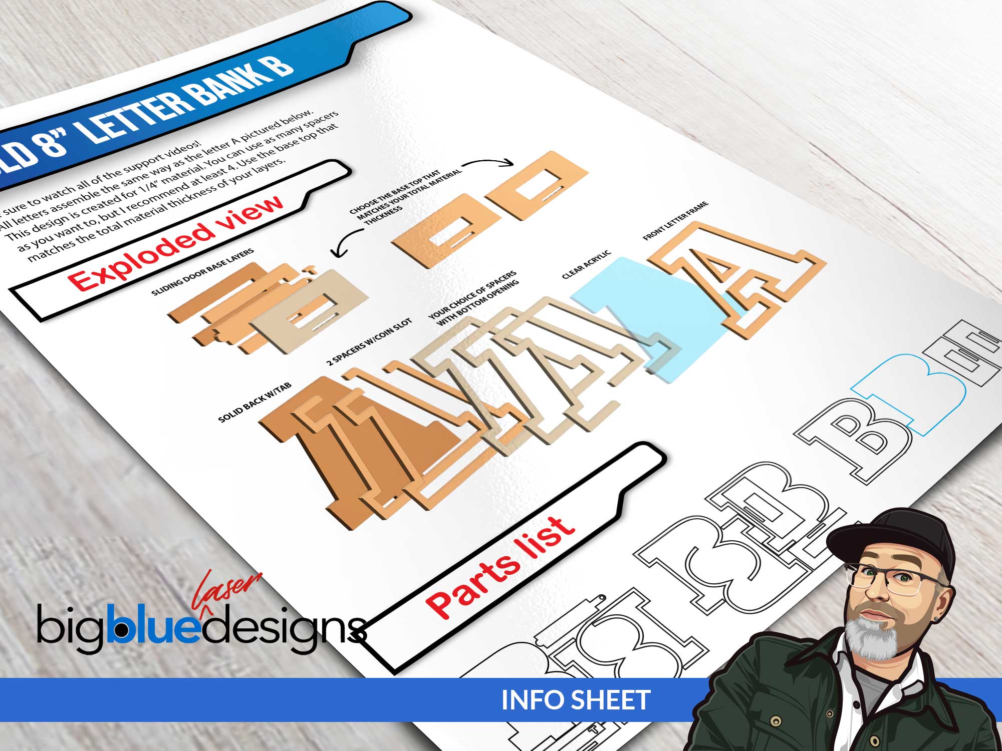 8 Inch Letter Bank with Sliding Door Base (Letter B Only) – Big Blue ...