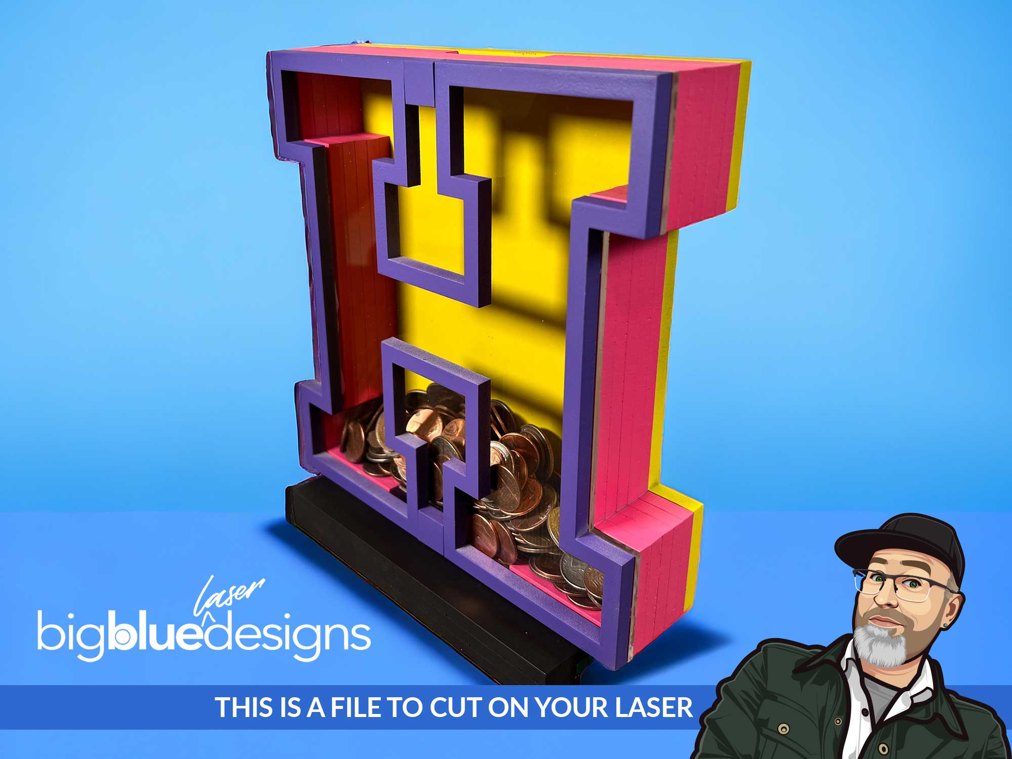 8 Inch Letter Bank with Sliding Door Base (Letter H Only) – Big Blue ...