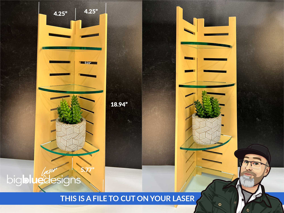 Tall Corner Shelf – Big Blue Laser Designs