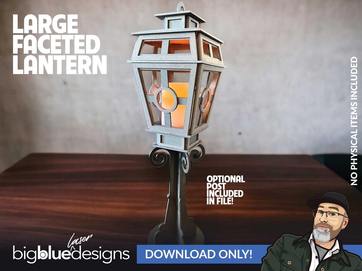 Large Faceted Lantern with Optional Hangers and Stand – Big Blue Laser ...