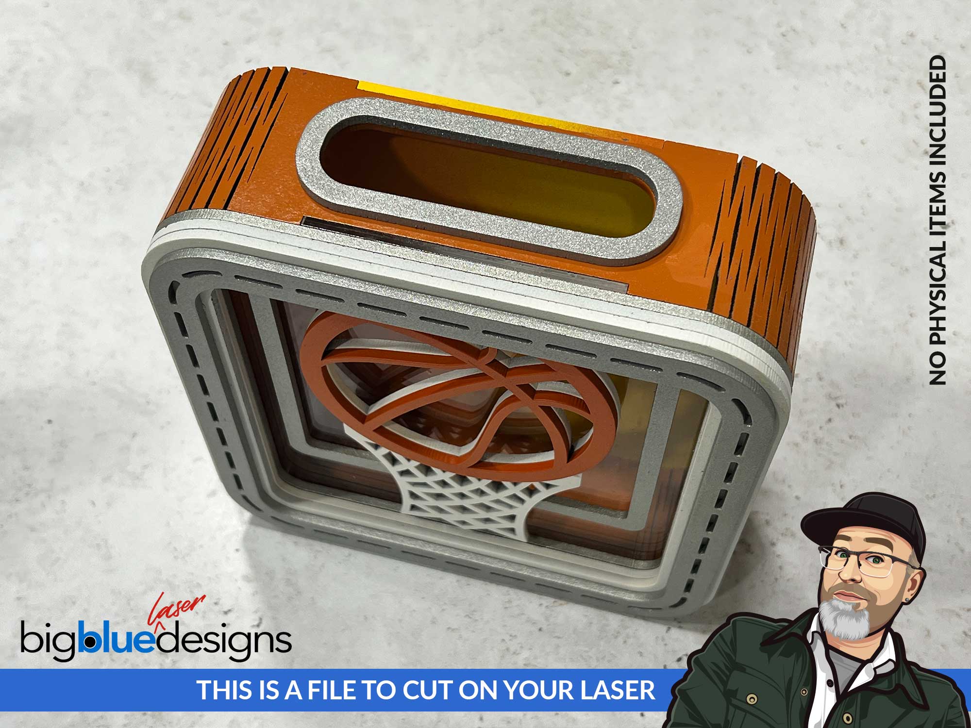 Living Hinge Bank Box - Basketball Theme – Big Blue Laser Designs