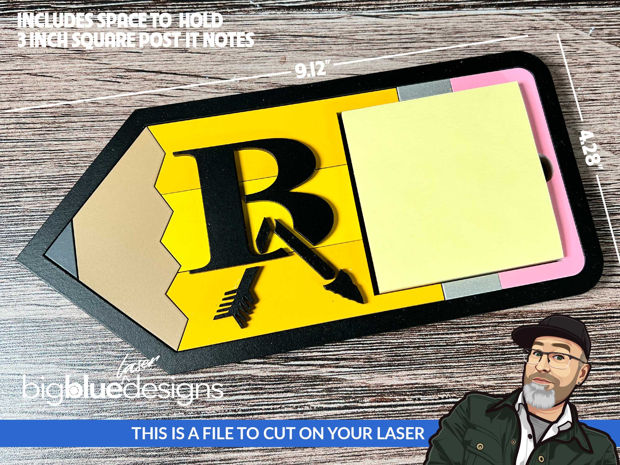 Pencil Post-It Note Holder – Big Blue Laser Designs