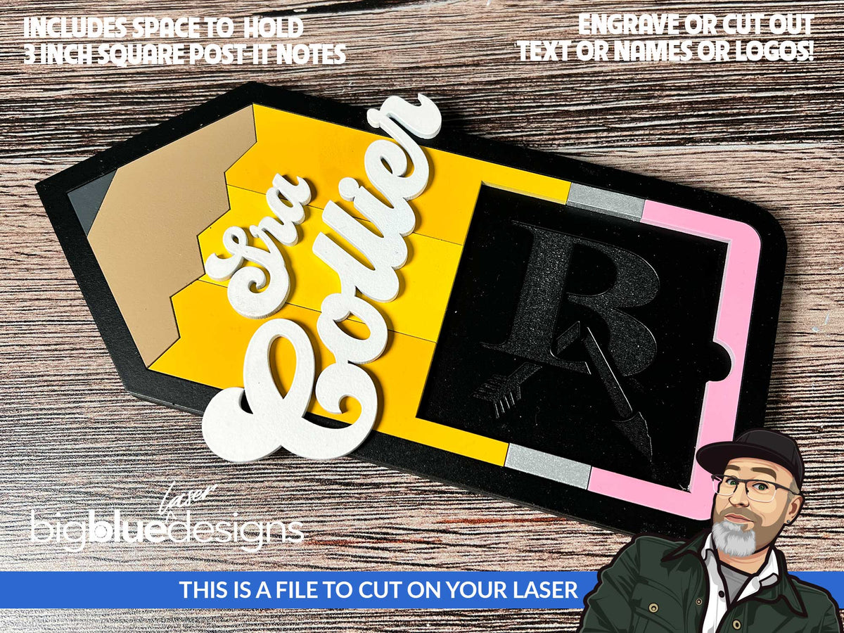 Pencil Post-It Note Holder – Big Blue Laser Designs