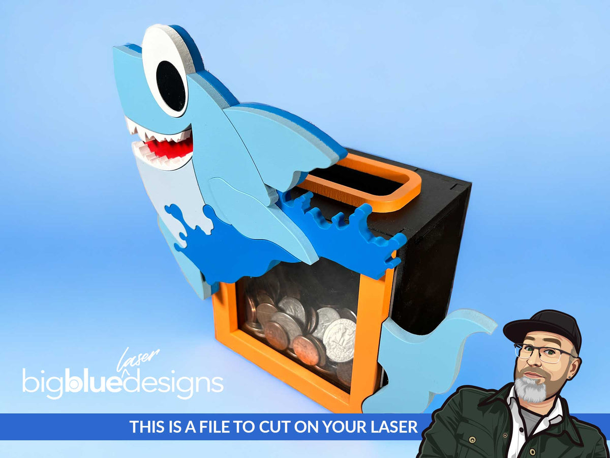 Shark Box Bank – Big Blue Laser Designs