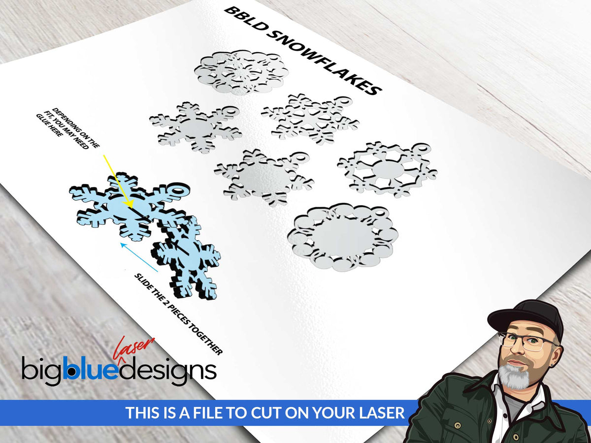 Flat and Slot Together Snowflake Ornaments – Big Blue Laser Designs