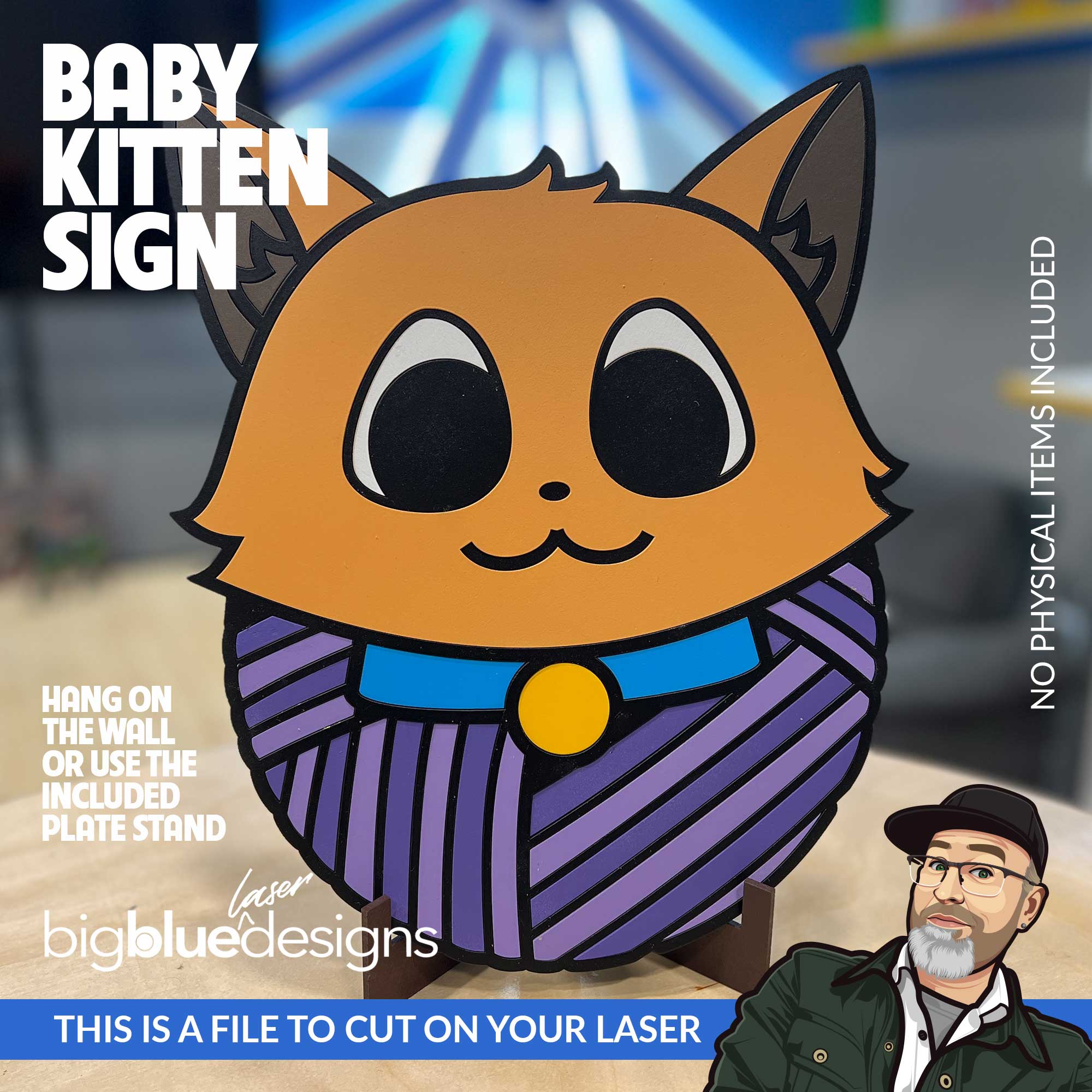 Baby Kitten Sign – Big Blue Laser Designs