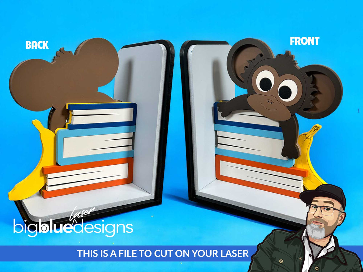 Baby Monkey Bookends – Big Blue Laser Designs