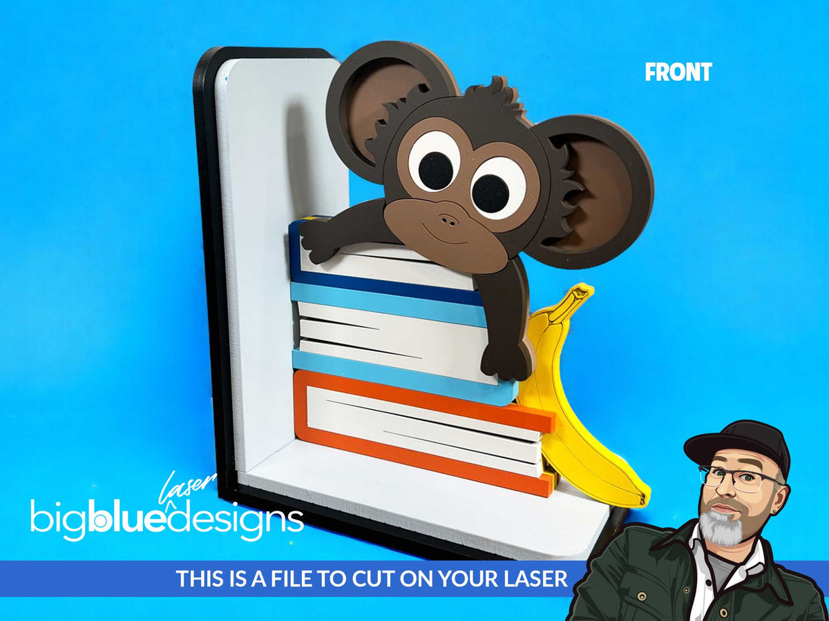 Baby Monkey Bookends – Big Blue Laser Designs