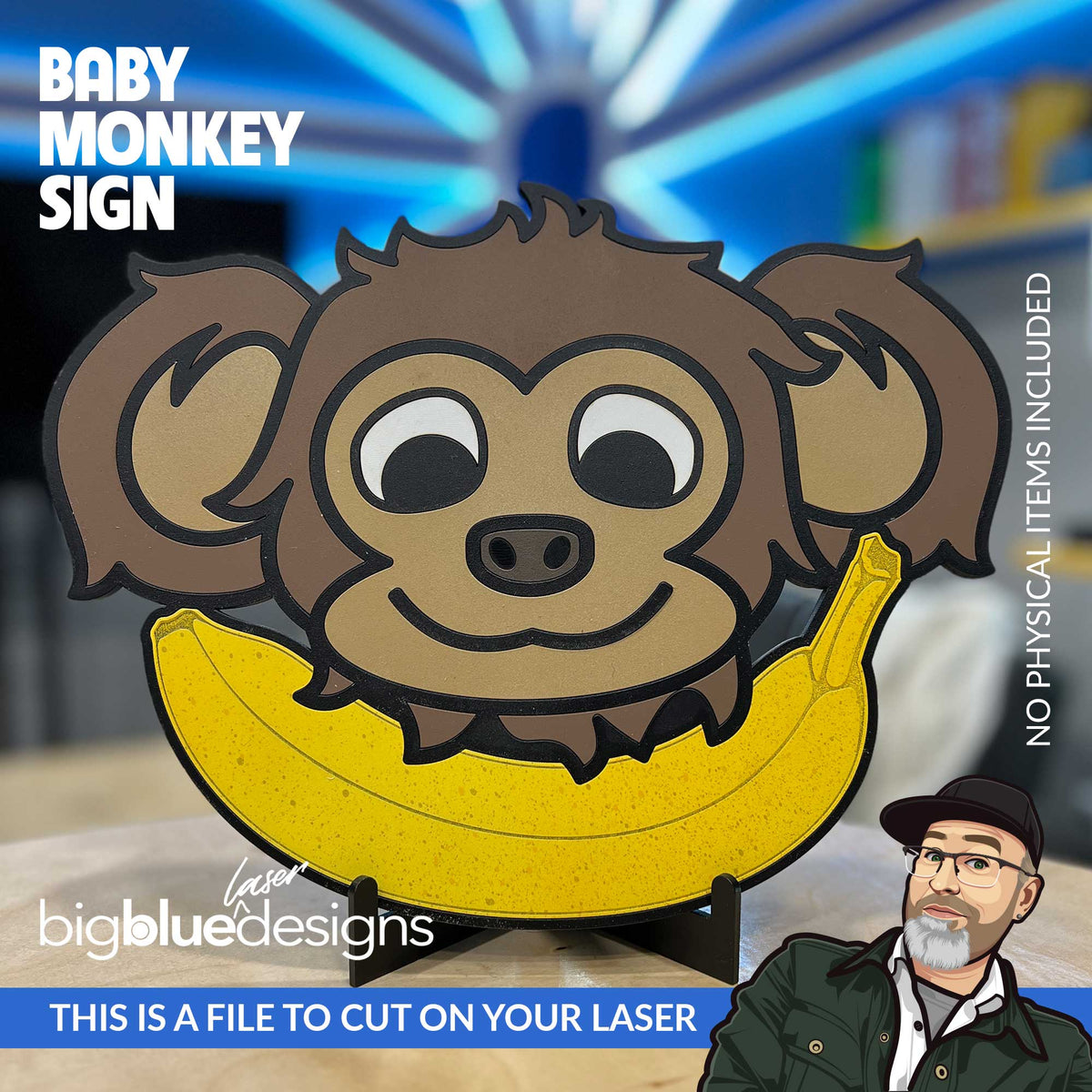 Baby Monkey Sign – Big Blue Laser Designs