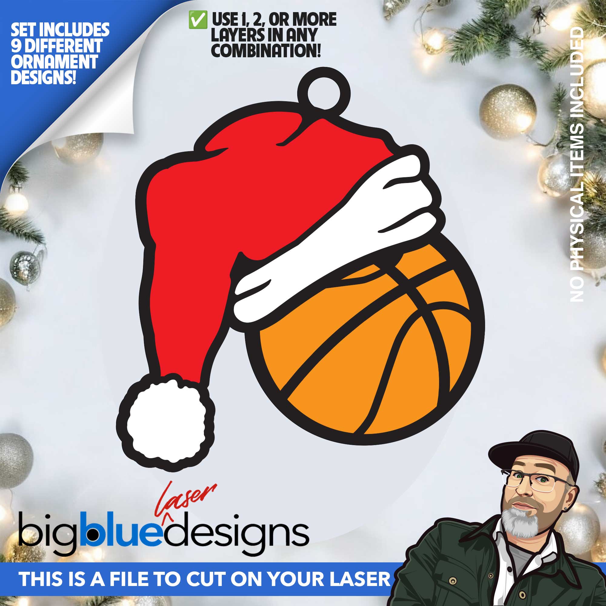 Basketball Ornament (Set of 9 Designs) – Big Blue Laser Designs