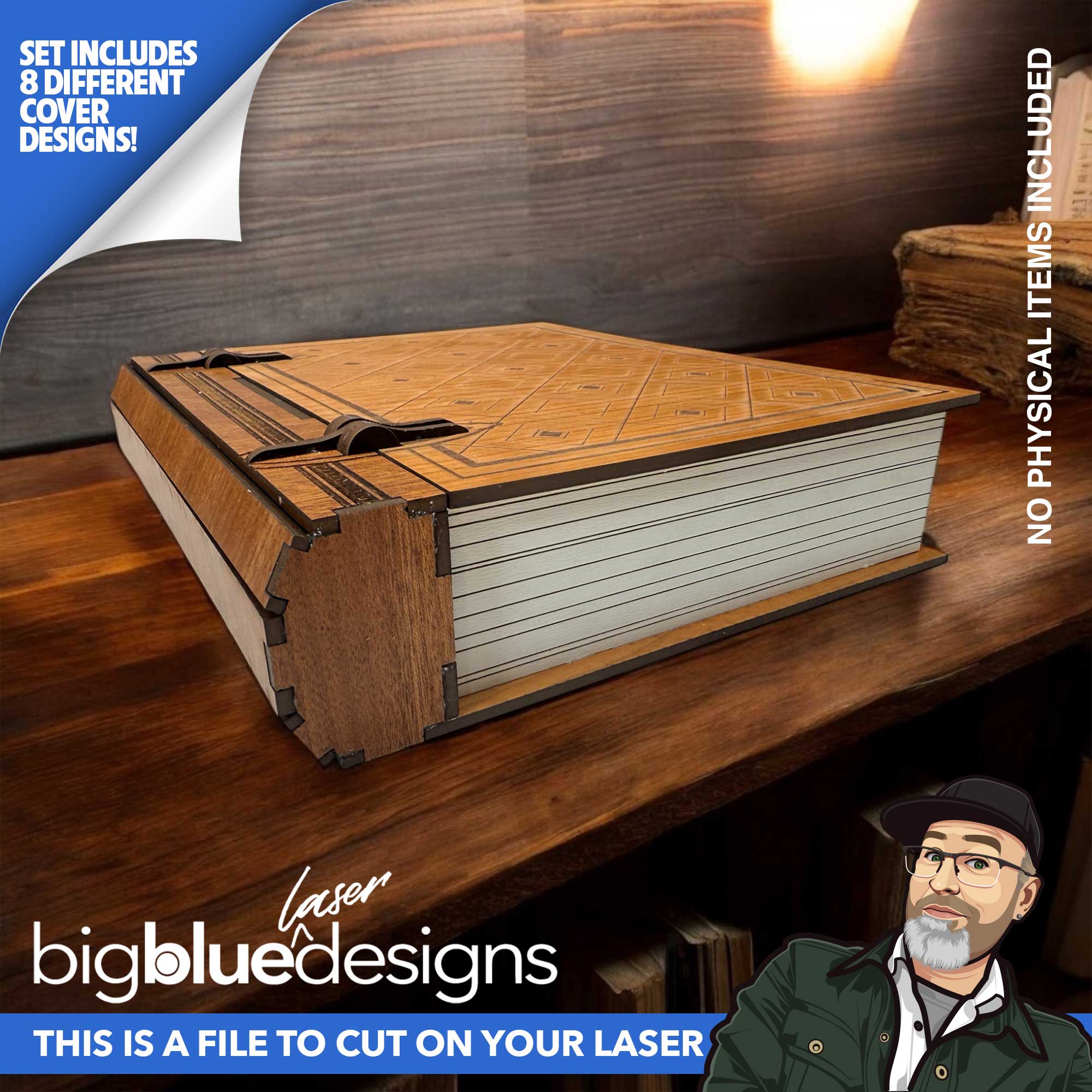 Decorative Book Box with 8 Cover Options – Big Blue Laser Designs
