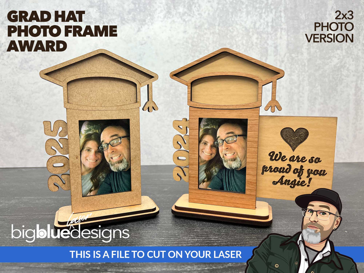 2024 2025 Grad Hat Photo Frame Award (2 Sizes) – Big Blue Laser Designs