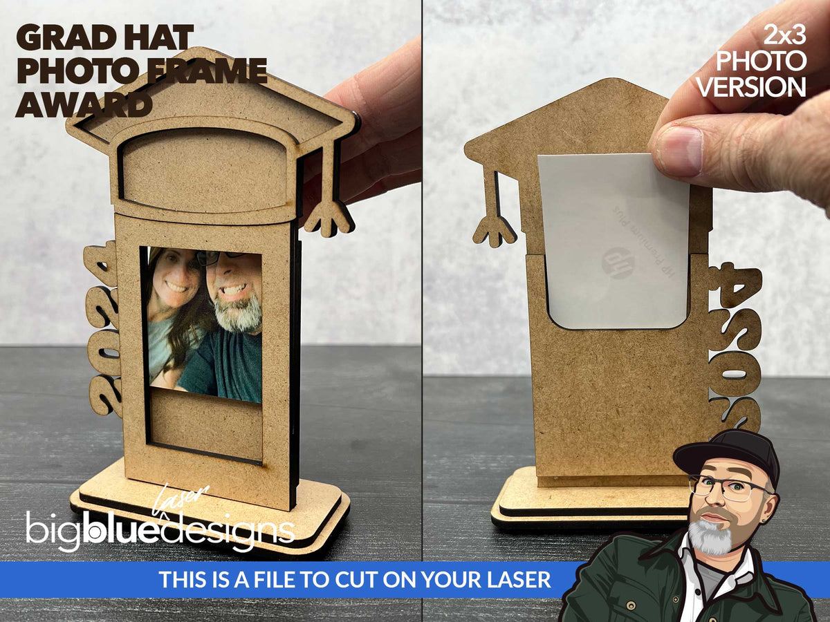 2024 2025 Grad Hat Photo Frame Award (2 Sizes) – Big Blue Laser Designs