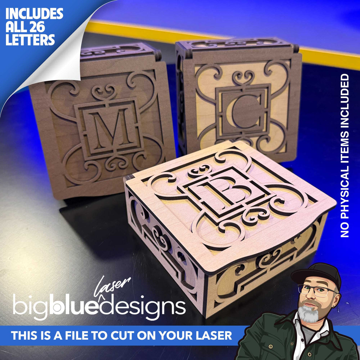 Decorative Hinged Boxes with Monogram – Big Blue Laser Designs