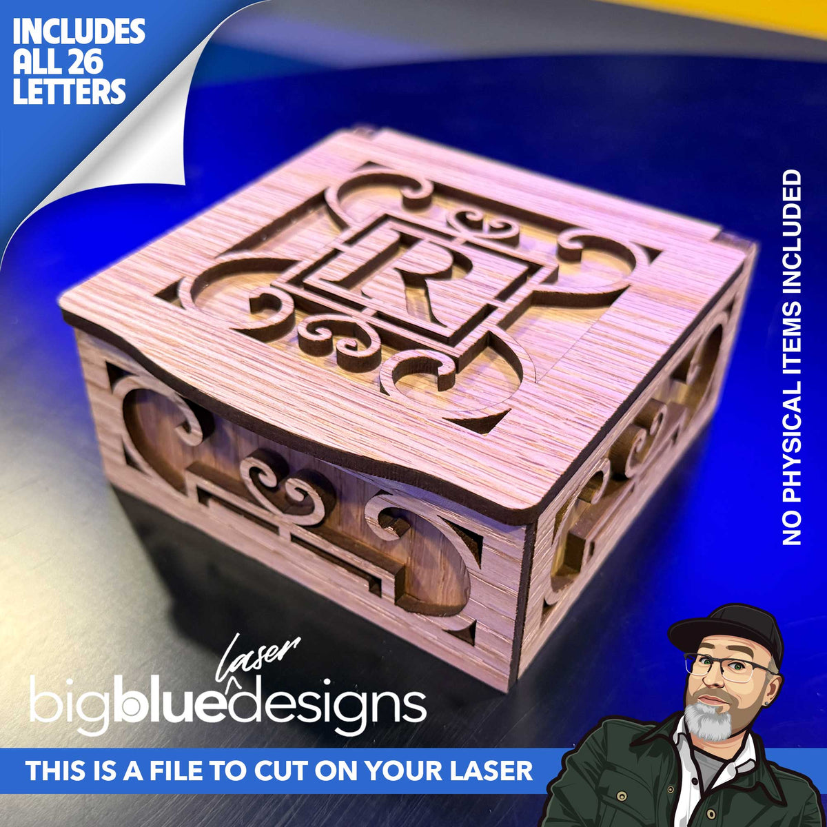 Decorative Hinged Boxes with Monogram – Big Blue Laser Designs