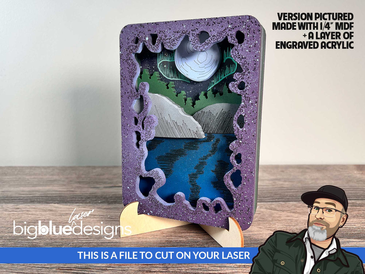 Layered Lake Dream Scene (Stand Included) – Big Blue Laser Designs