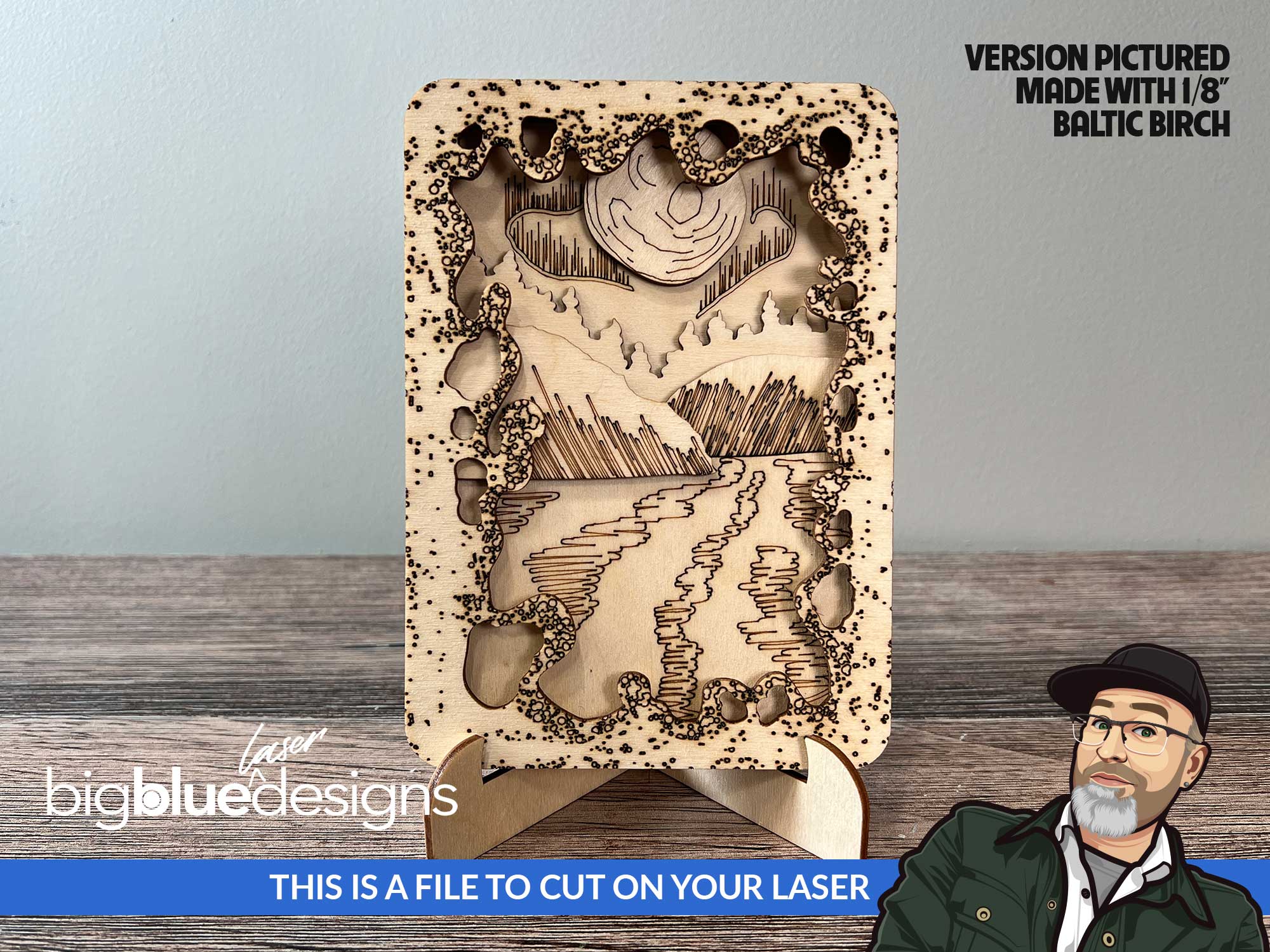 Layered Lake Dream Scene (Stand Included) – Big Blue Laser Designs