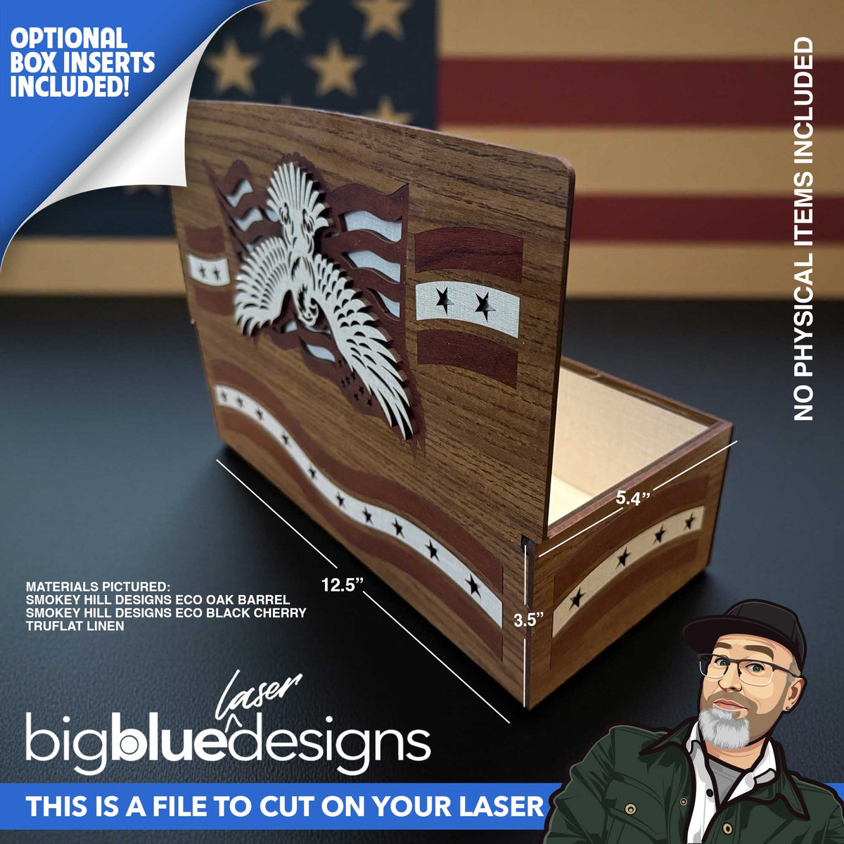 Large Patriotic Themed Hinged Box – Big Blue Laser Designs