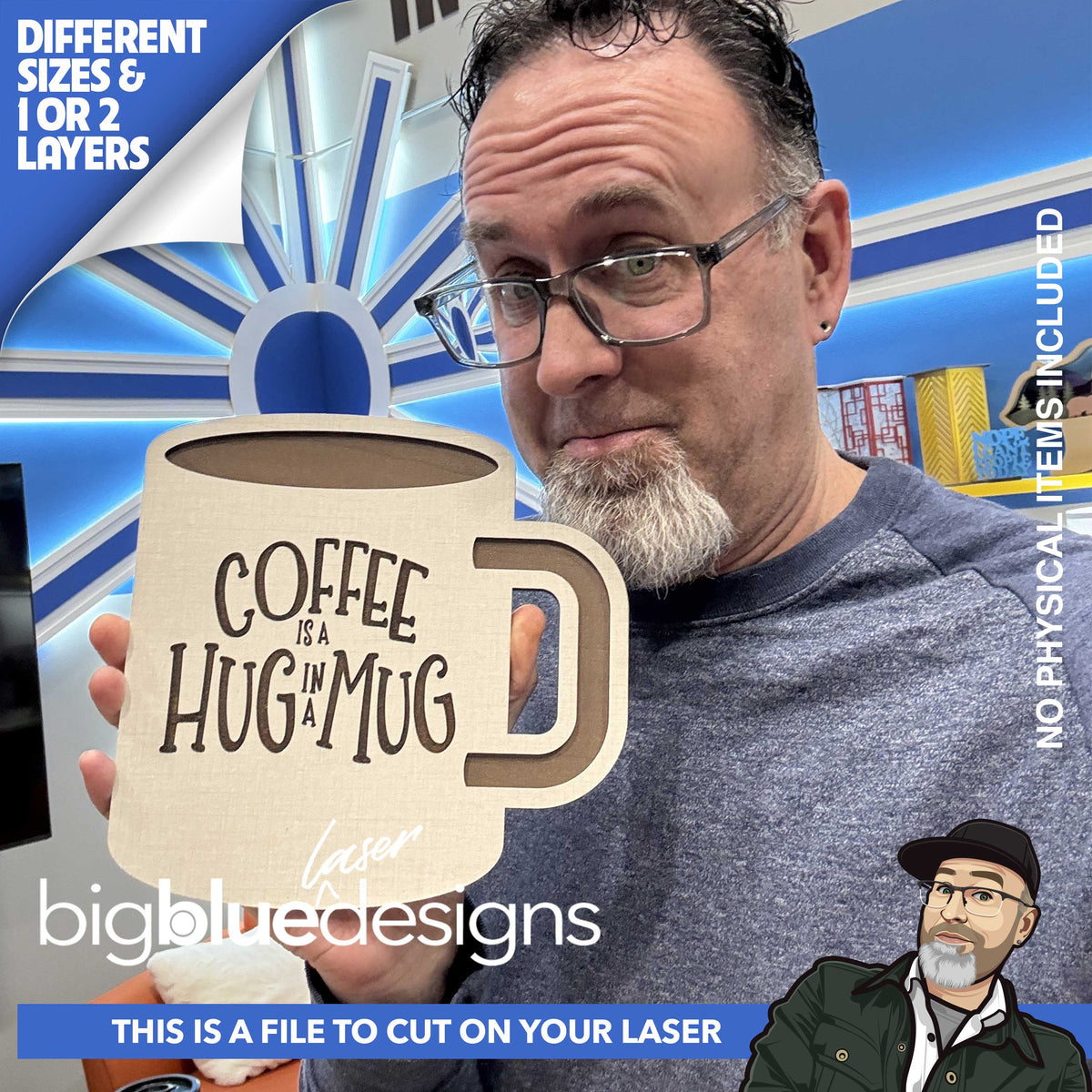 "Coffee is a Hug in a Mug" Signs and Magnets – Big Blue Laser Designs