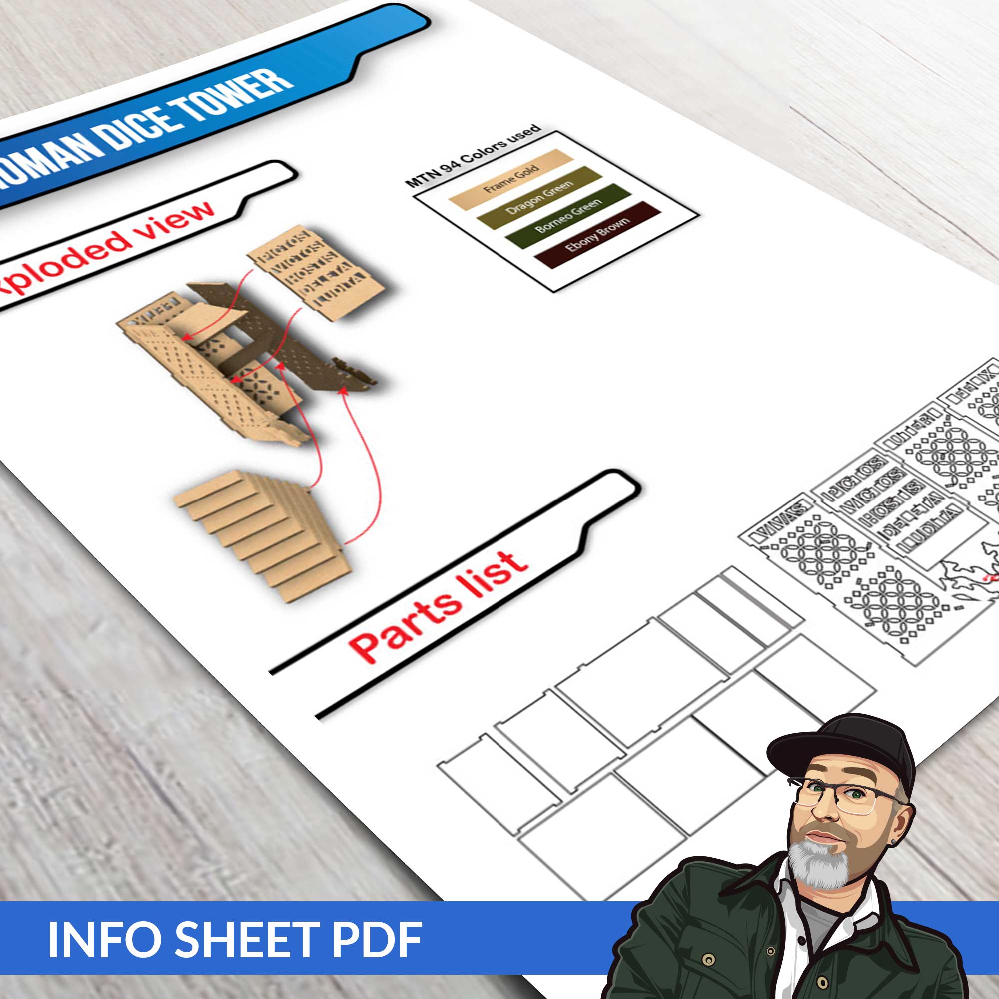 Roman Dice Tower – Big Blue Laser Designs