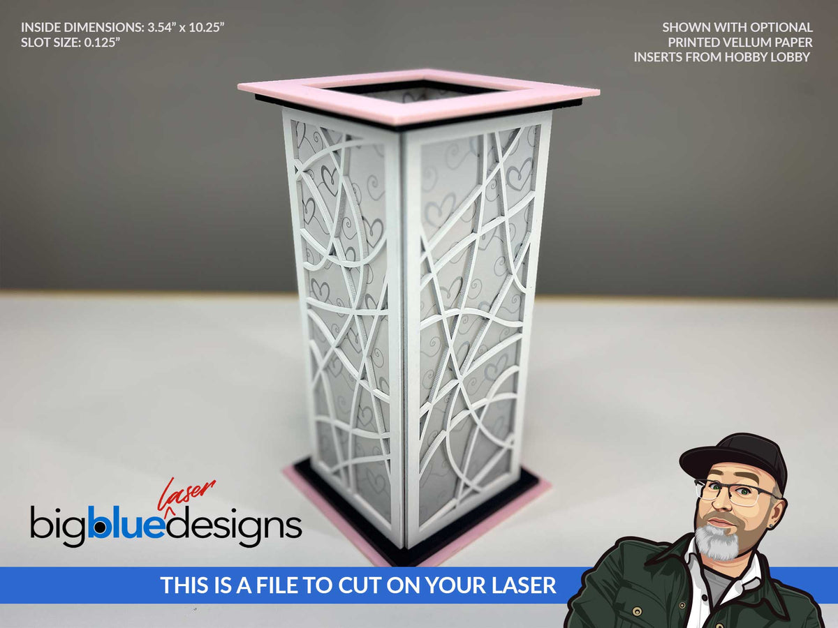 Tall Lantern (Curved Abstract Lines) – Big Blue Laser Designs