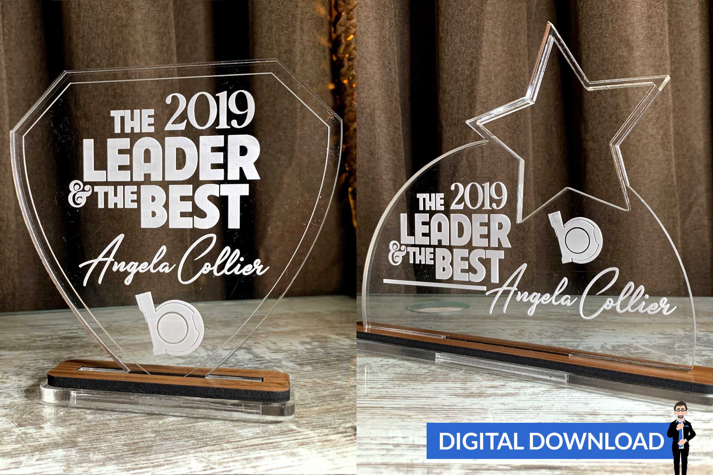 Set of 6 Award Shapes with Bases – Big Blue Laser Designs