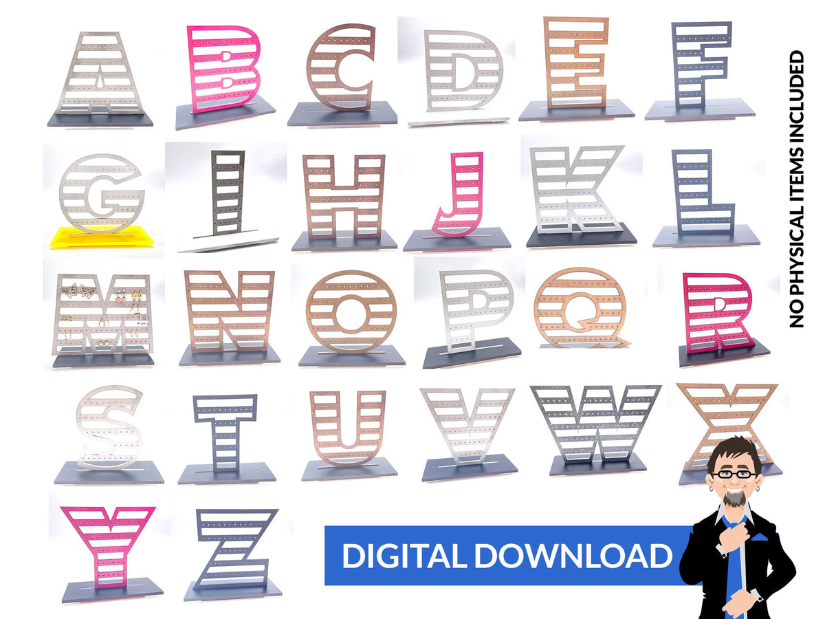 Alphabet Earring Displays (26 Letters) – Big Blue Laser Designs