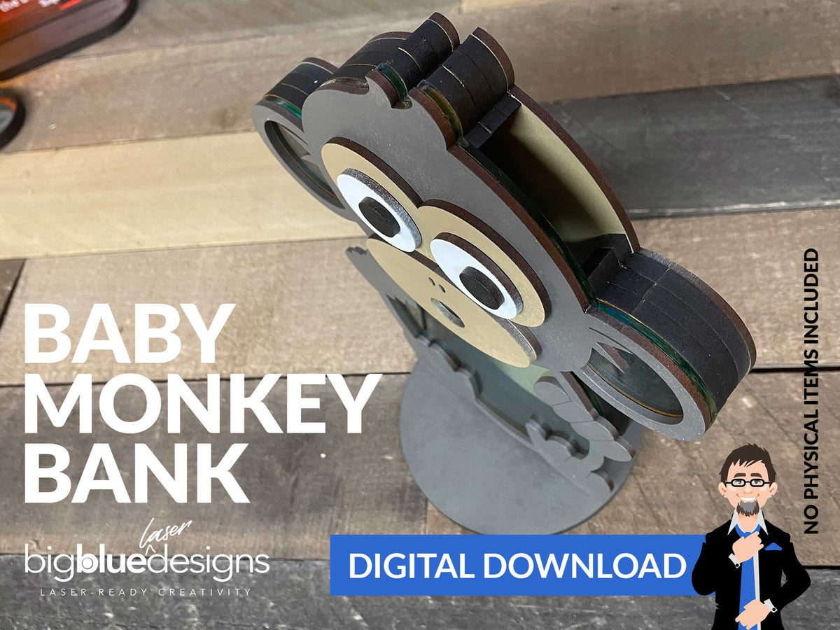 Baby Monkey Bank – Big Blue Laser Designs