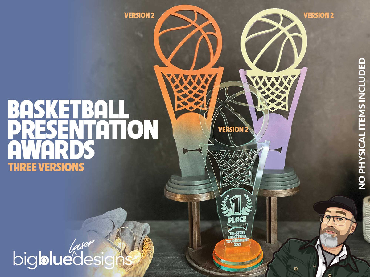 Set of 3 Basketball Presentation Awards – Big Blue Laser Designs