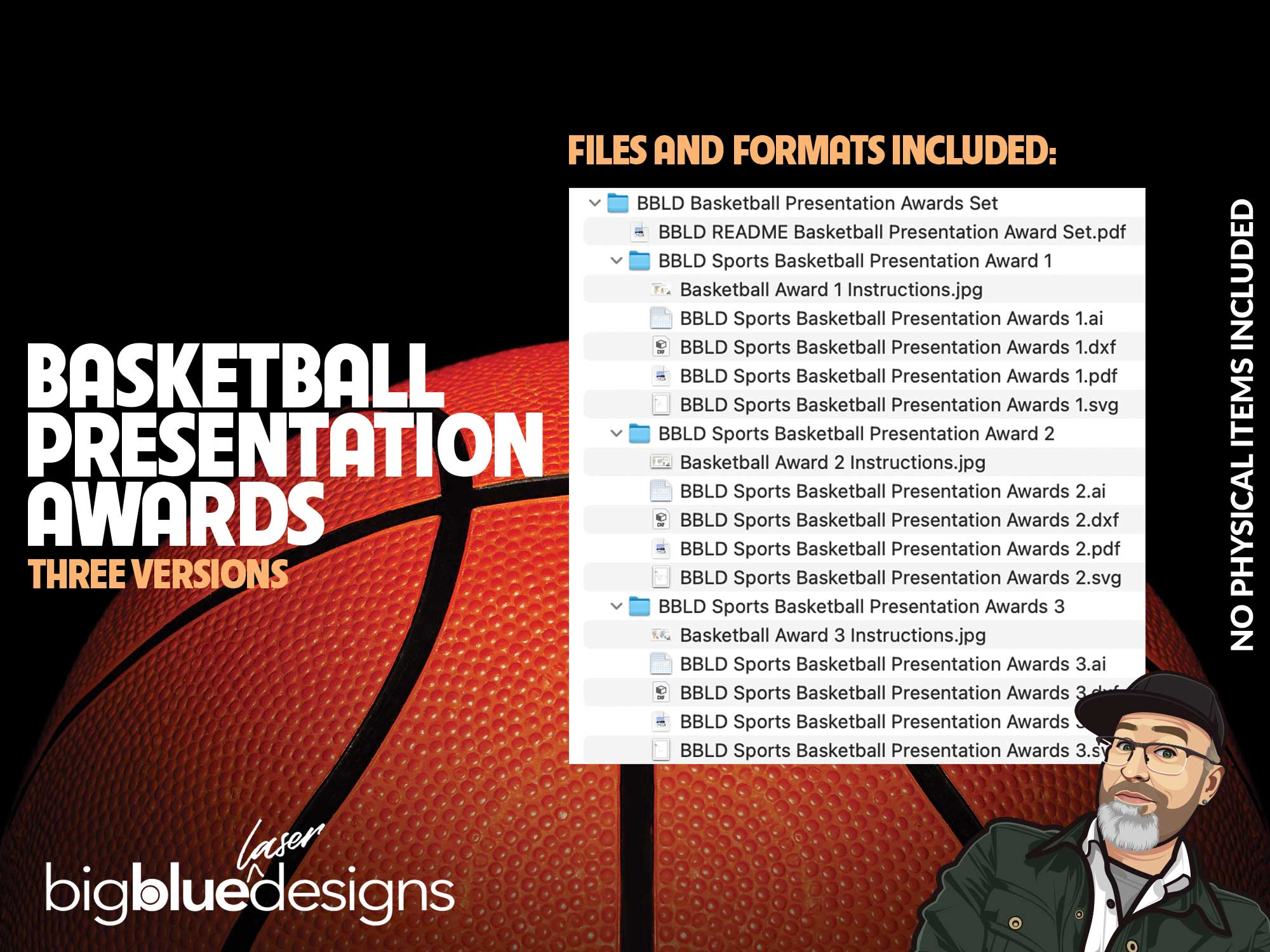 Set of 3 Basketball Presentation Awards – Big Blue Laser Designs