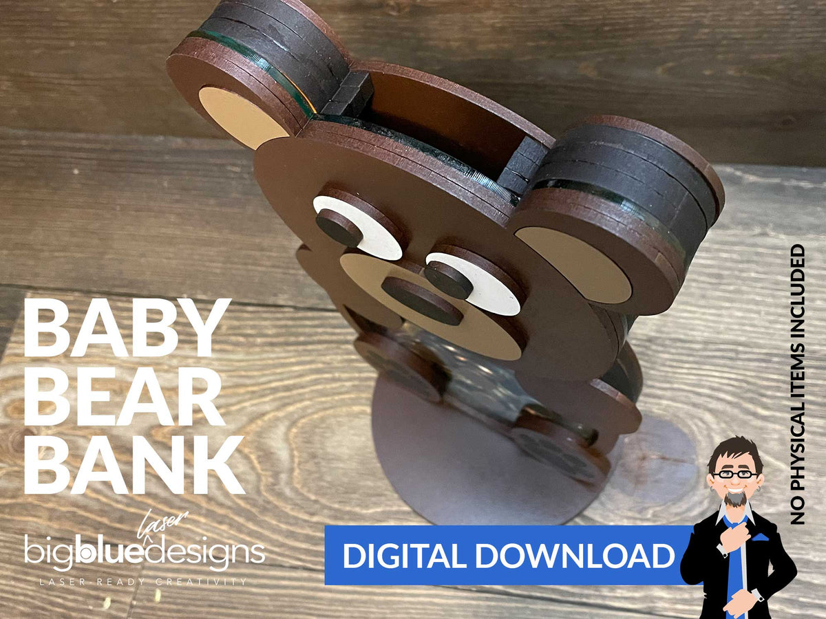 Baby Bear Bank – Big Blue Laser Designs