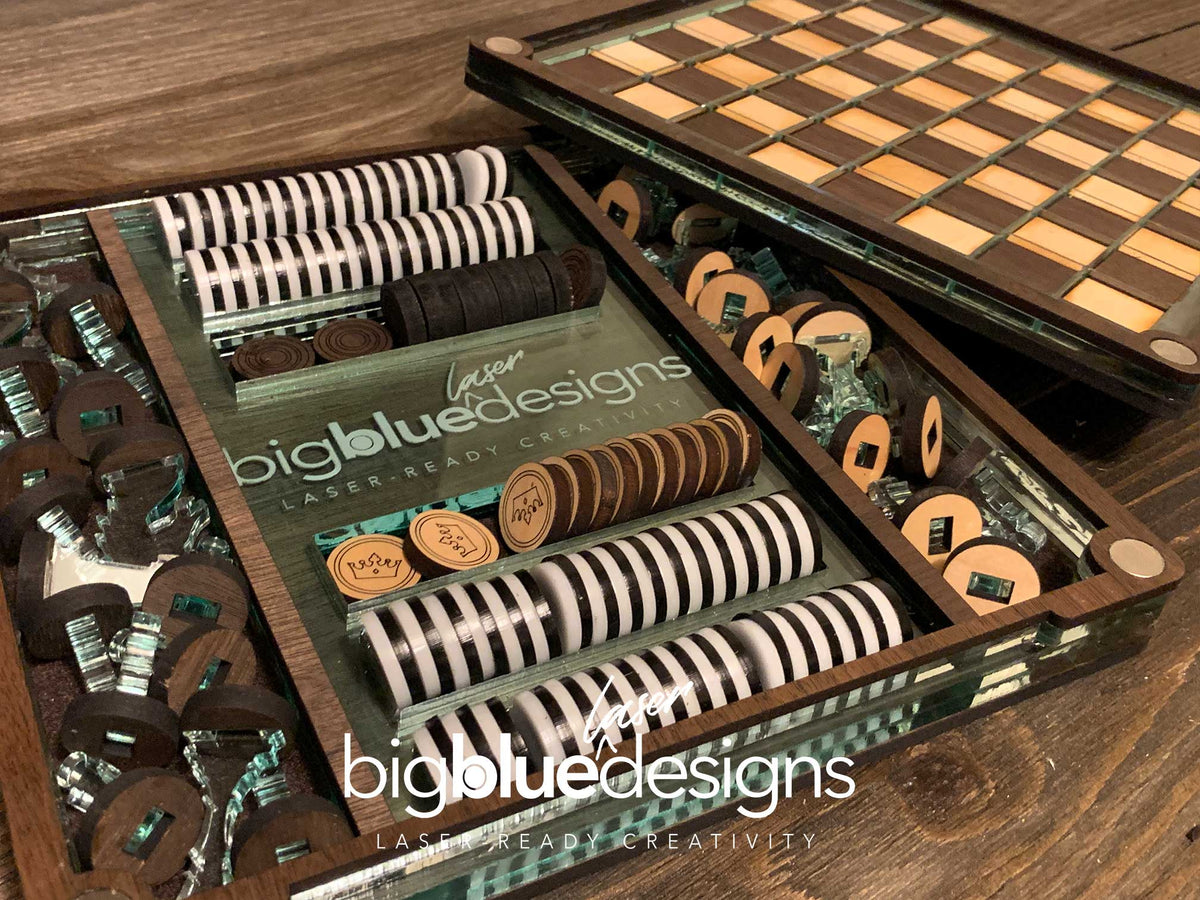 New Chess + Checkers + Othello Set – Big Blue Laser Designs
