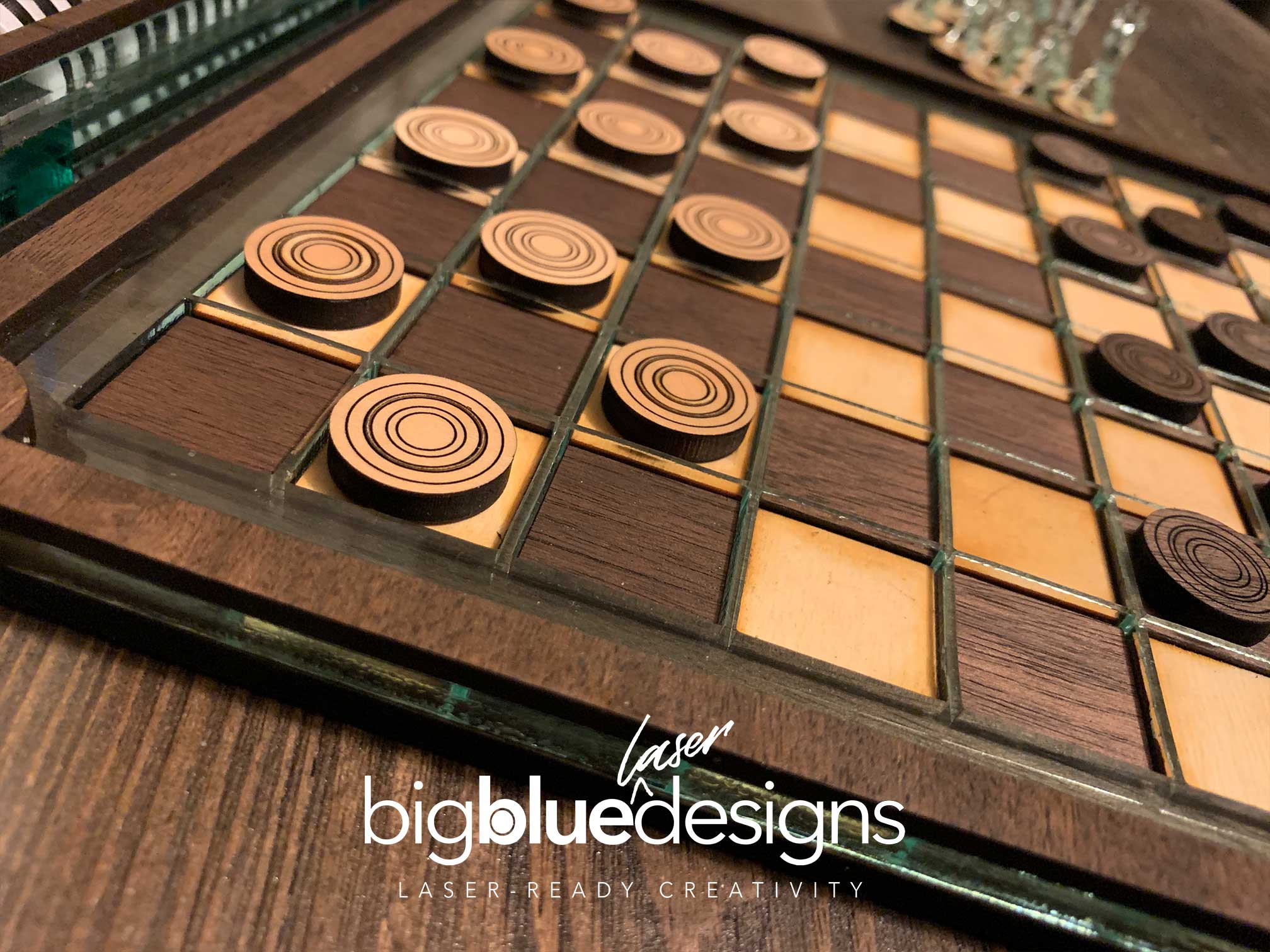 New Chess + Checkers + Othello Set – Big Blue Laser Designs