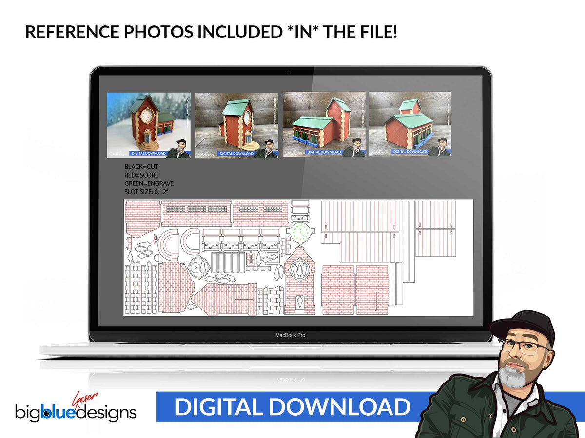 Christmas Village Town Hall – Big Blue Laser Designs