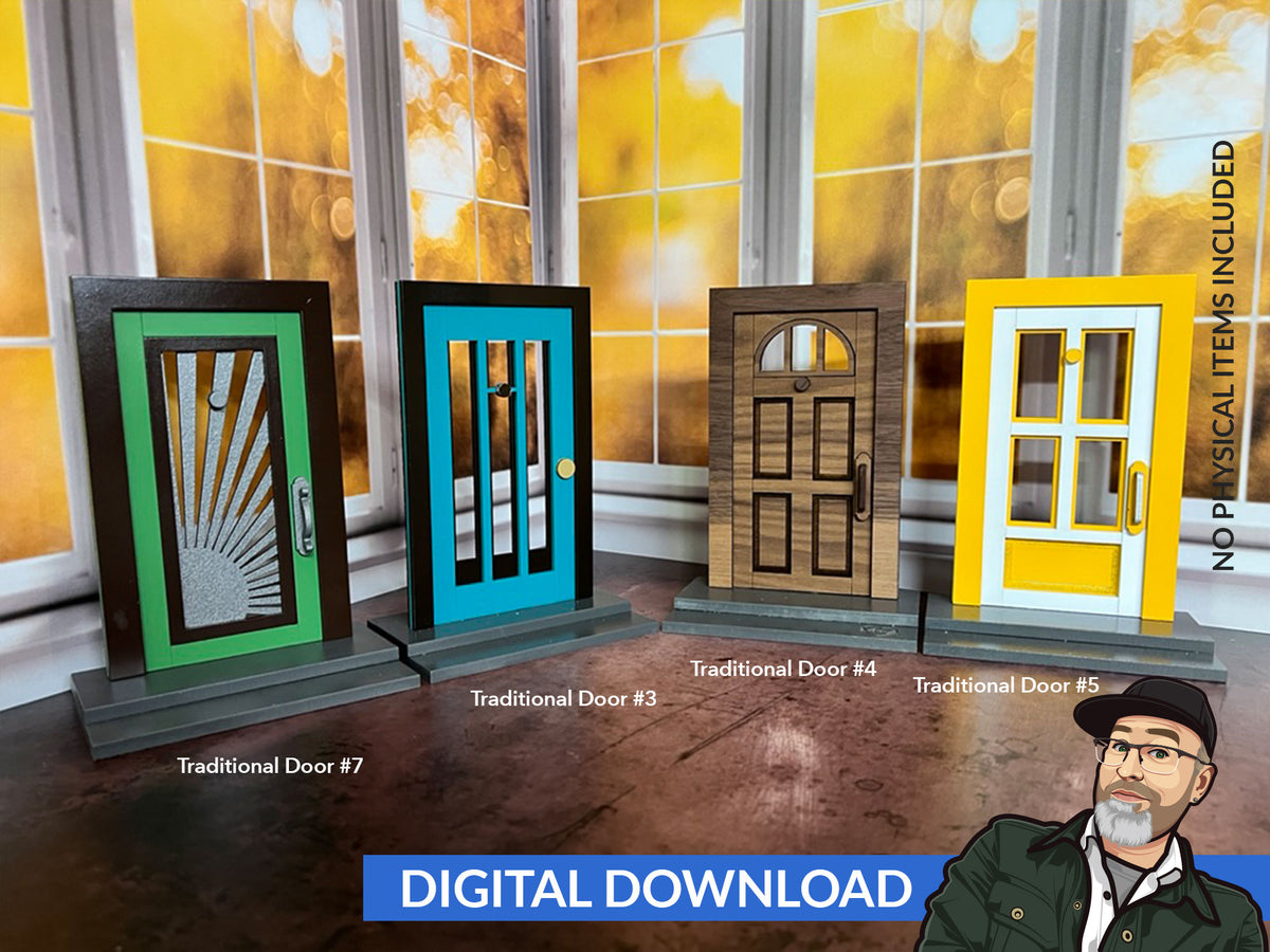 Set of 7 Front Doors with Exchangeable Elements – Big Blue Laser Designs