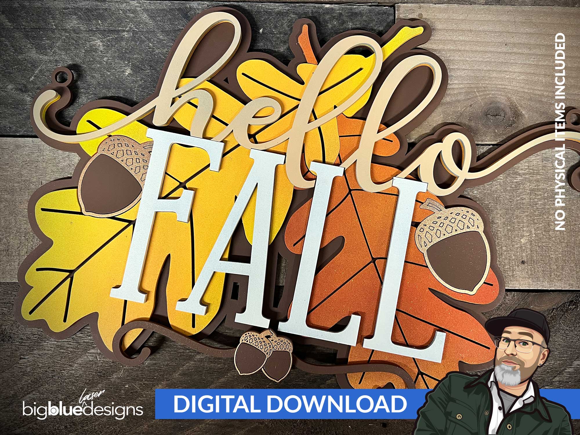 "Hello Fall" Sign – Big Blue Laser Designs