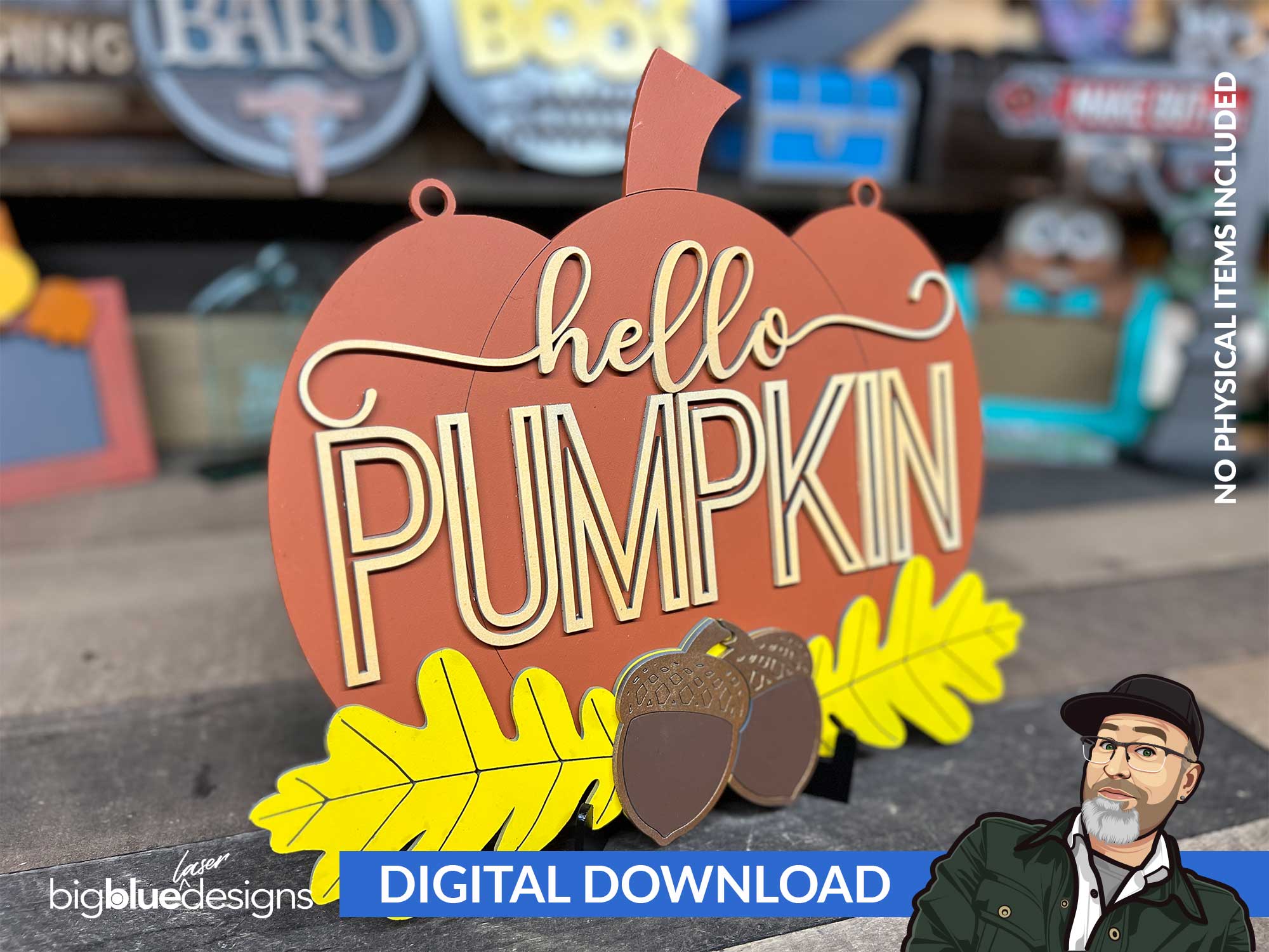 "Hello Pumpkin" Sign – Big Blue Laser Designs