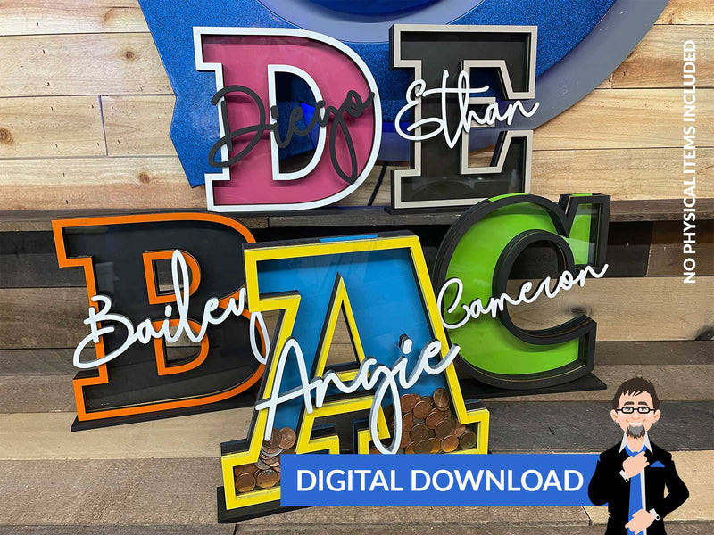 Alphabet Letter Banks – Big Blue Laser Designs