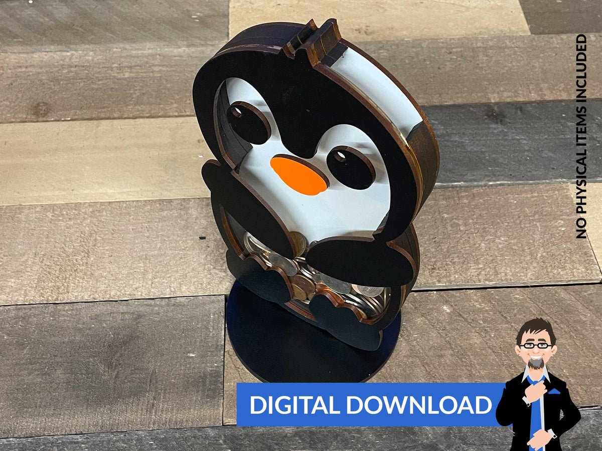 Baby Penguin Bank – Big Blue Laser Designs
