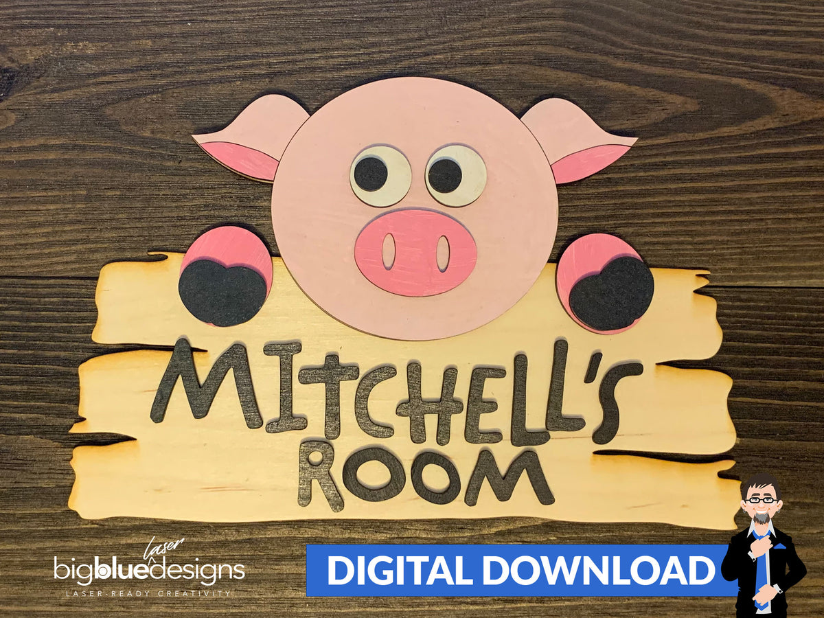 Baby Pig Name Sign + Light Switch Cover – Big Blue Laser Designs