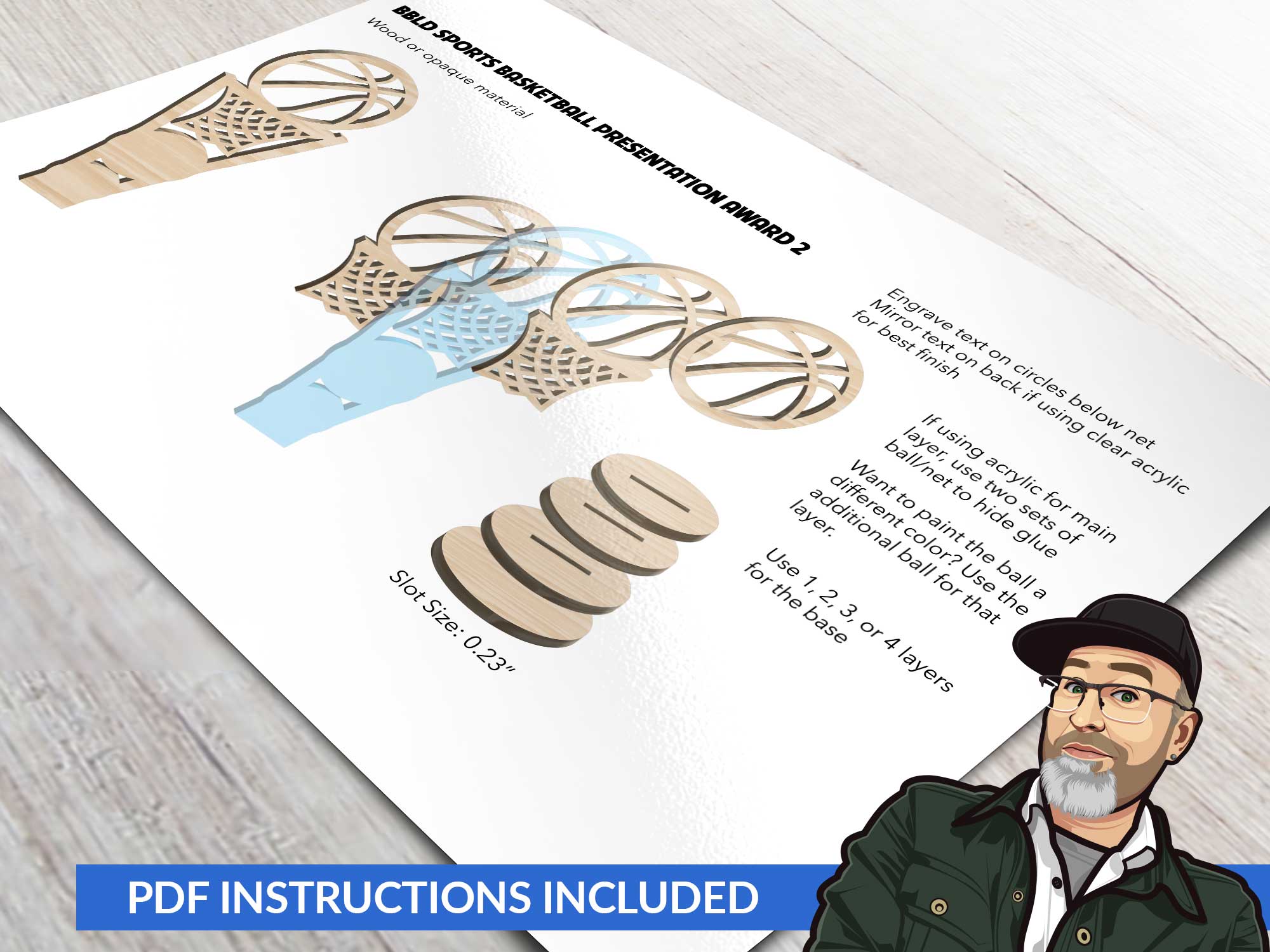 Set of 3 Basketball Presentation Awards – Big Blue Laser Designs