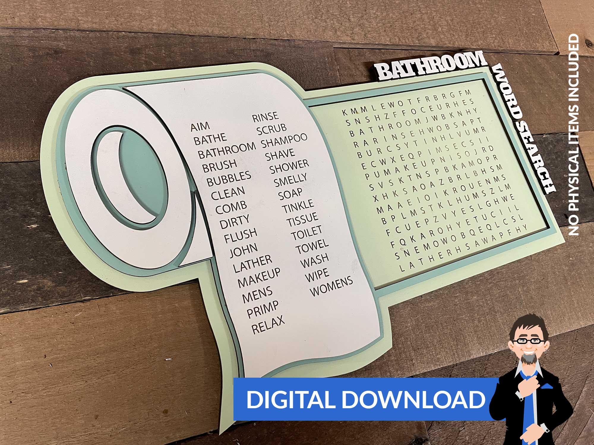 Bathroom Word Search – Big Blue Laser Designs