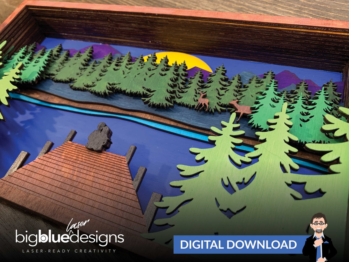 Layered Lake and Dock Scene – Big Blue Laser Designs