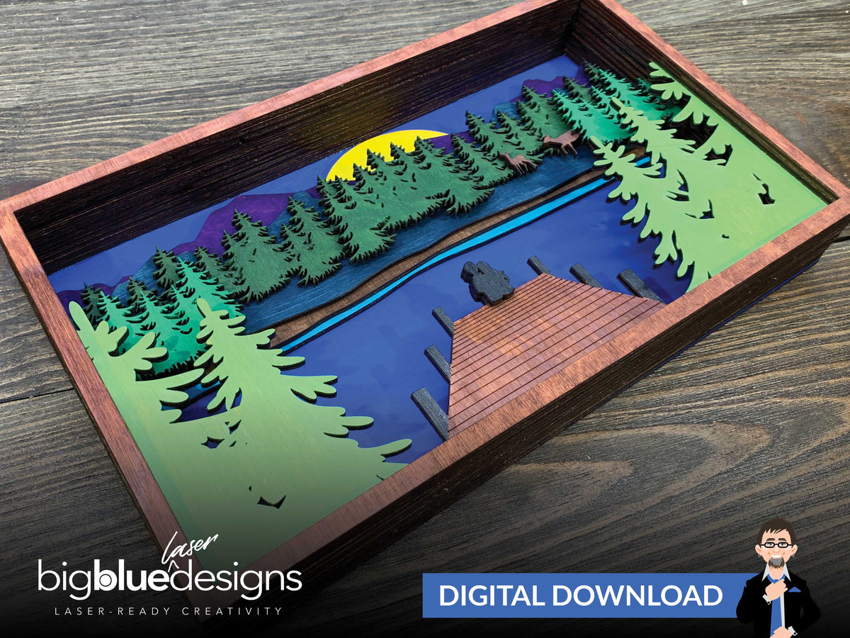 Layered Lake and Dock Scene – Big Blue Laser Designs
